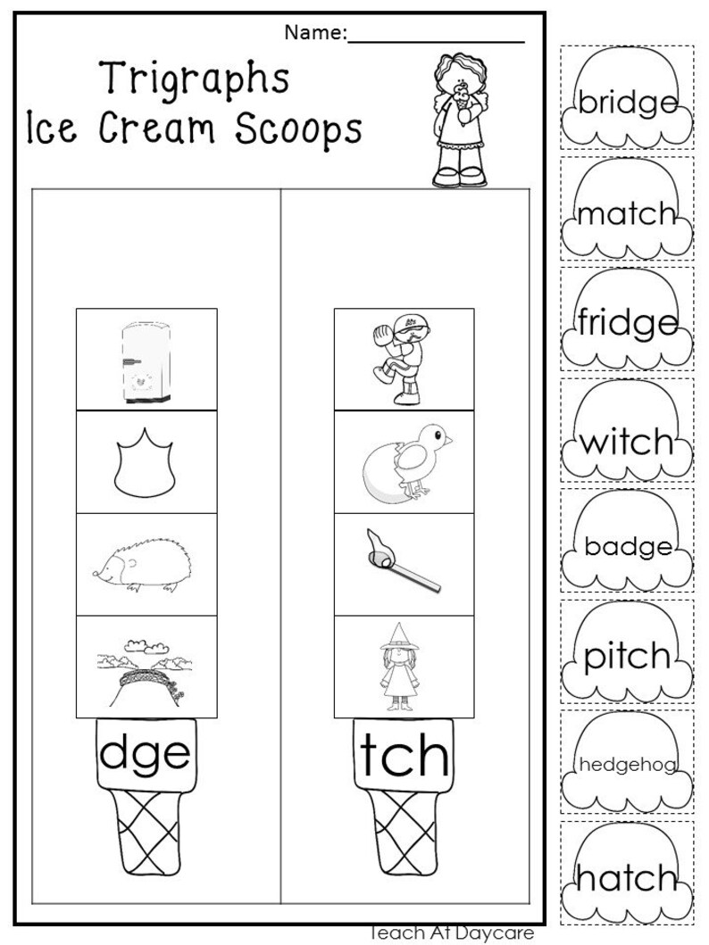 10 Printable 3 Letter Blends and Trigraphs Ice Cream - Etsy
