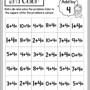 10 Printable Roll, Add, and Color Worksheets. Numbers 1-10. Preschool ...