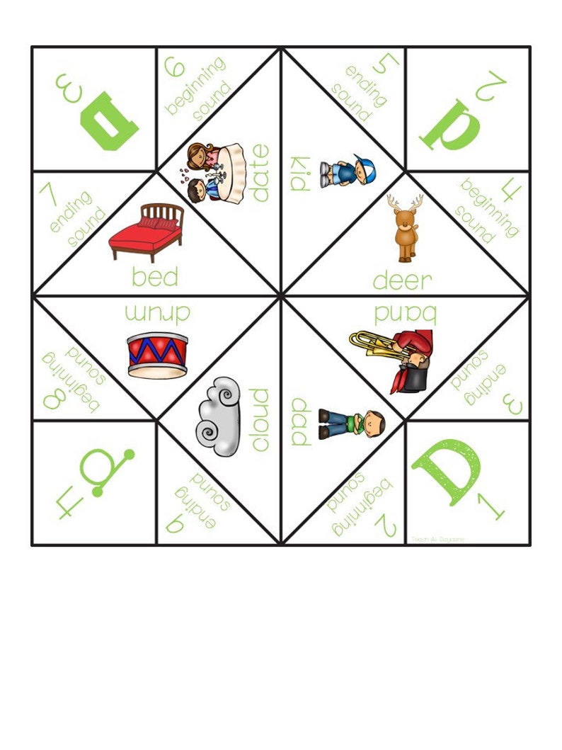 26 Alphabet Phonics Fortune Tellers. Color & Black and White Cootie ...