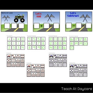 10 Printable Monster Truck Themed Kindergarten Math Center Games and ...