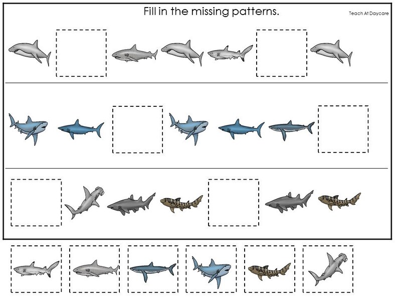 30 Sharks Printable Preschool Educational Games Download. | Etsy