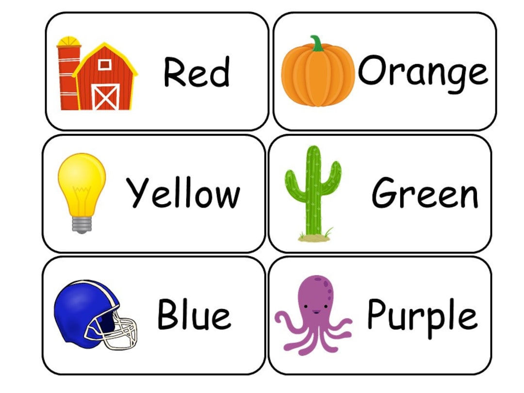 20 Printable Colors Flashcards. Preschool-3rd Grade Educational ...