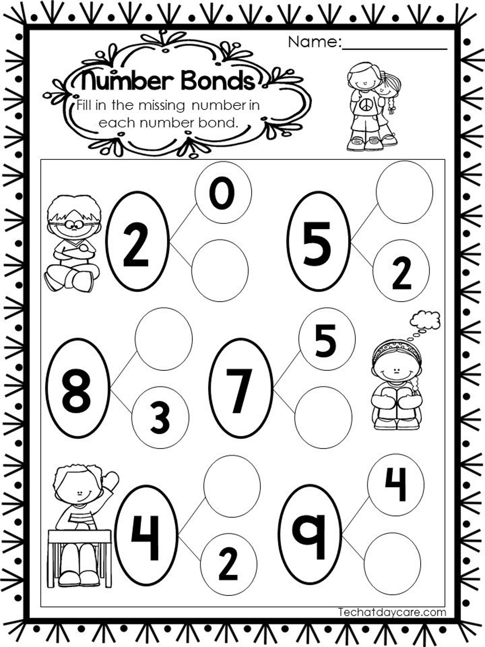 10 Printable Number Bonds Worksheets. Numbers 1-20. Kdg.-2nd Grade Math ...