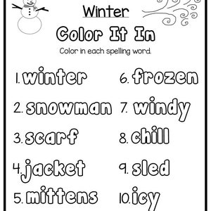 First Grade Winter Themed Words Spelling Activity. Supplemental ...