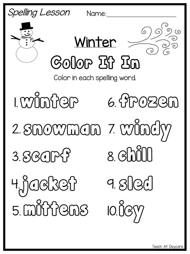 First Grade Winter Themed Words Spelling Activity. Supplemental ...