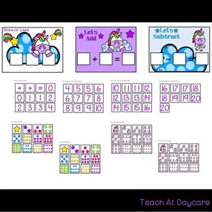 10 Printable Unicorn Themed Kindergarten Math Center Games and ...