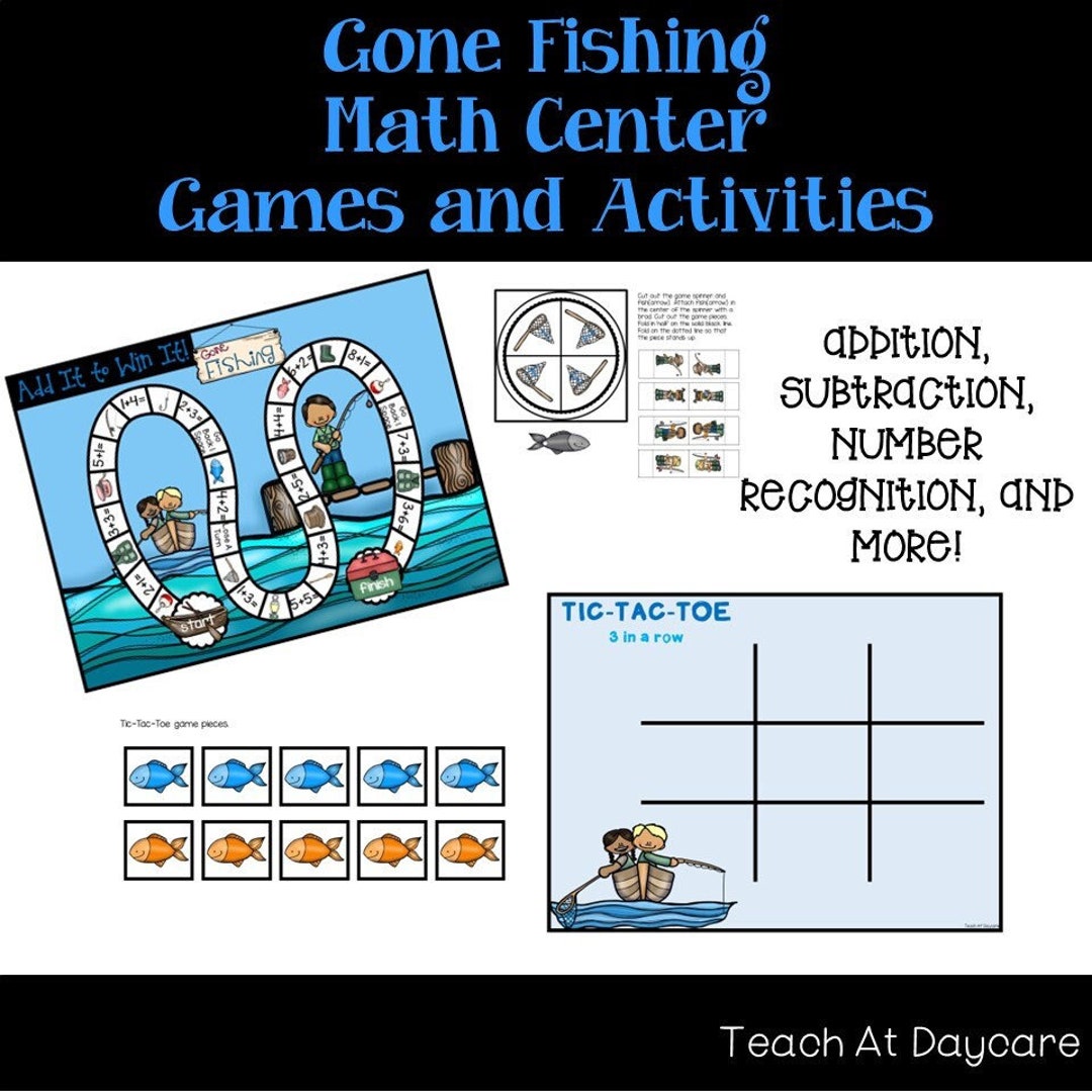 10 Printable Gone Fishing Themed Kindergarten Math Center Games and ...