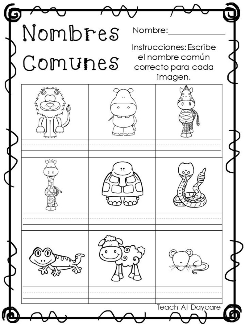 10 Printable Spanish Common Nouns Worksheets. ESL. ELA. | Etsy