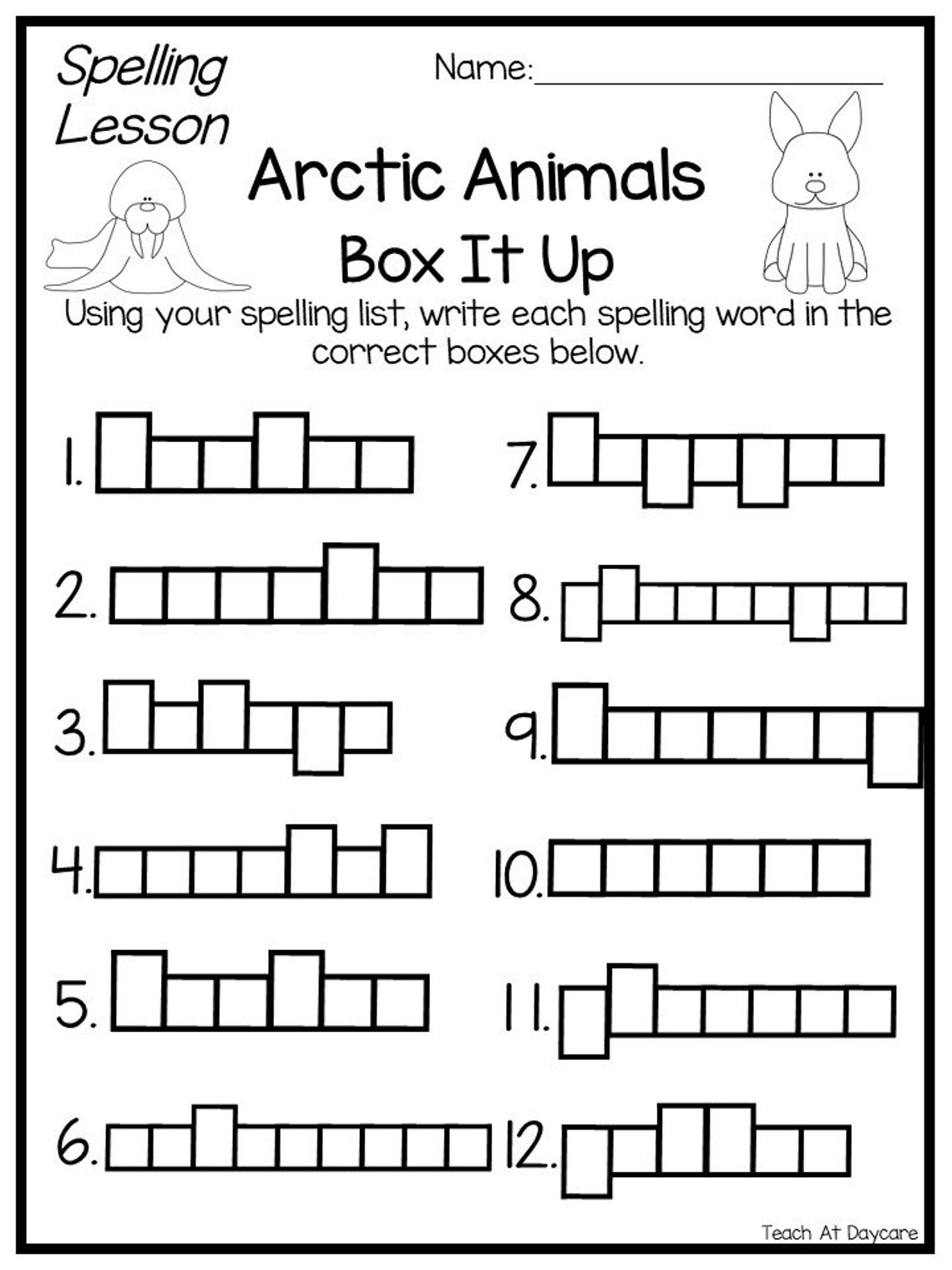 Second Grade Arctic Animals Themed Words Spelling Activity ...