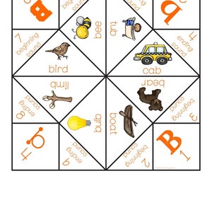 26 Alphabet Phonics Fortune Tellers. Color & Black and White Cootie ...