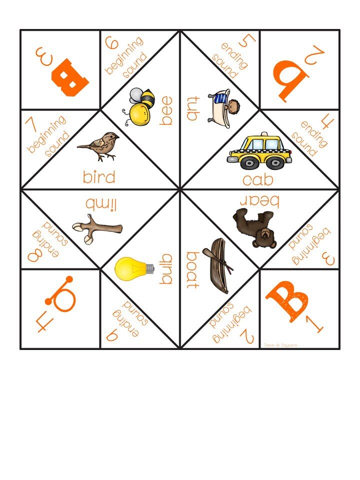26 Alphabet Phonics Fortune Tellers. Color & Black and White Cootie ...
