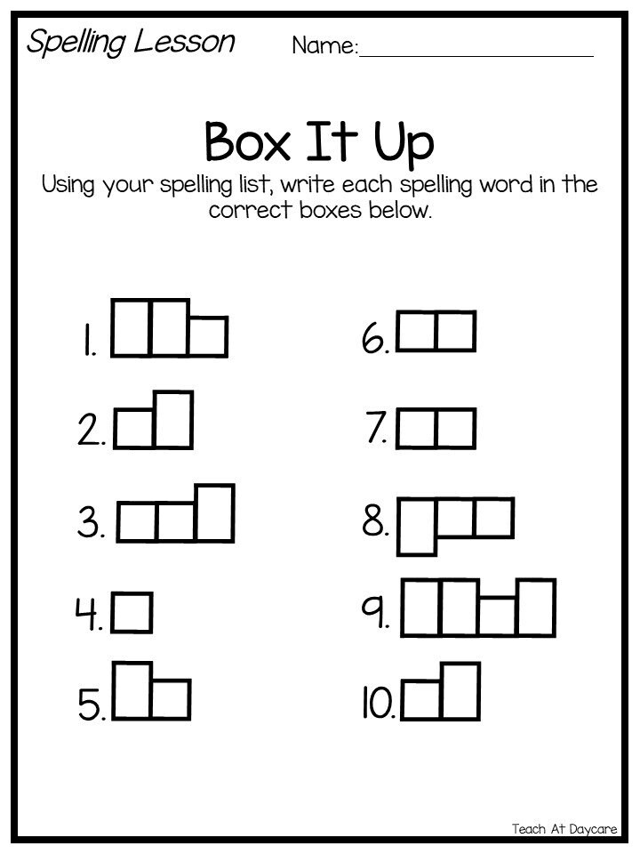Fry First Hundred Words 1-10 Single Week Spelling Unit. Trace, Box ...