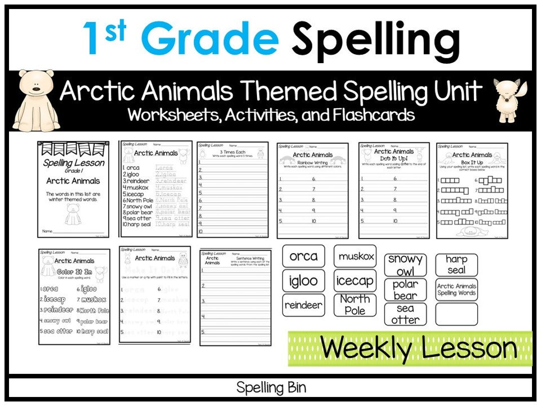 First Grade Arctic Animals Themed Words Spelling Activity. Supplemental ...