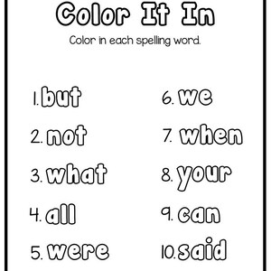 Fry First Hundred Words 31-40 Single Week Spelling Unit. Trace, Box ...