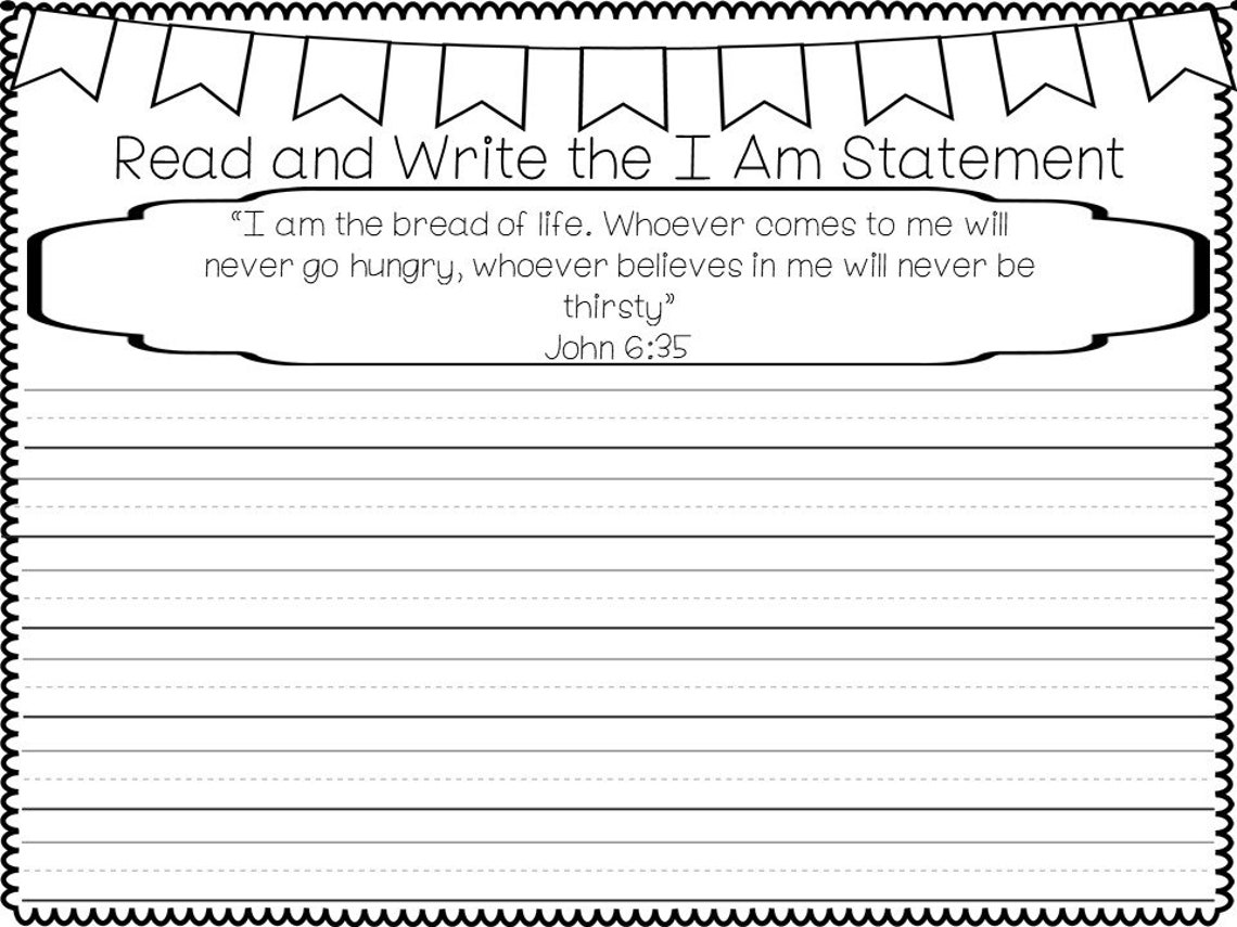 I Am Statements of Jesus Handwriting and Color Worksheets. Bible Verse ...