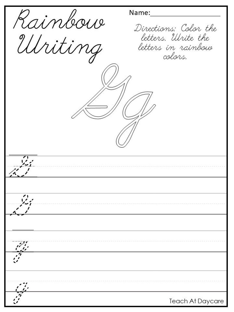 26 Printable Cursive Alphabet Rainbow Trace and Write the | Etsy