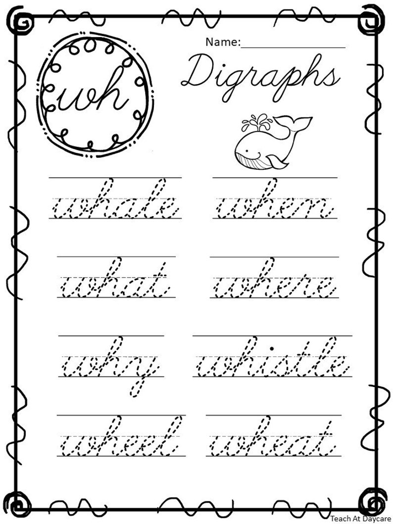 10 Printable Cursive Digraphs Trace the Word Worksheets. | Etsy