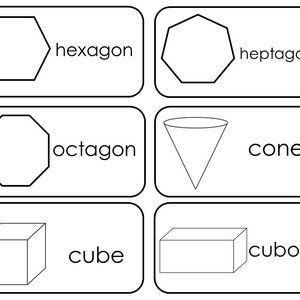29 Printable 2D and 3D Shapes Flashcards. Preschool-3rd Grade Math ...