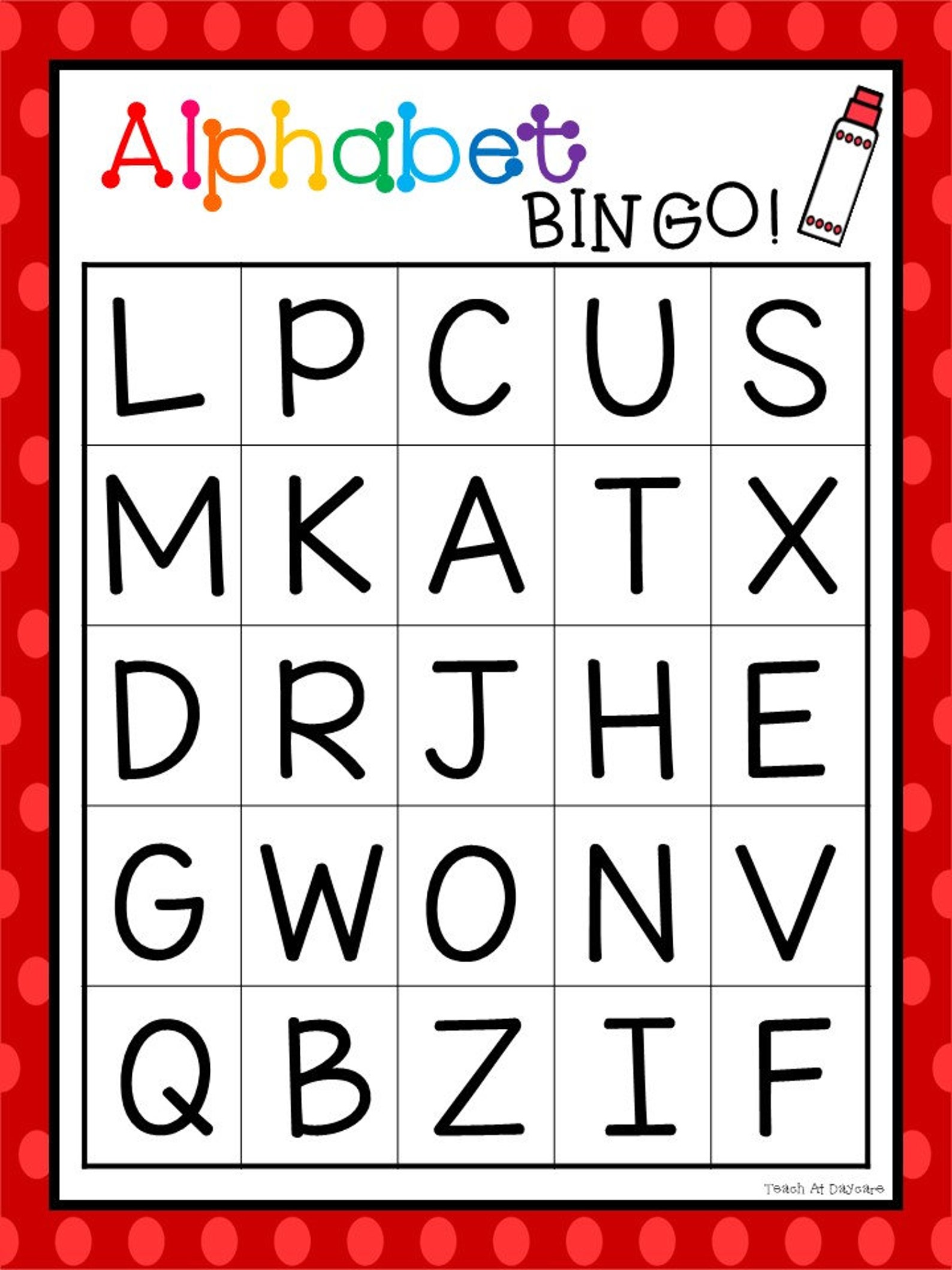 Alphabet BINGO Game and Worksheets. Color & Black and White. - Etsy