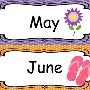 Printable Month Labels and Calendar Squares in a Zip File. Includes PDF ...