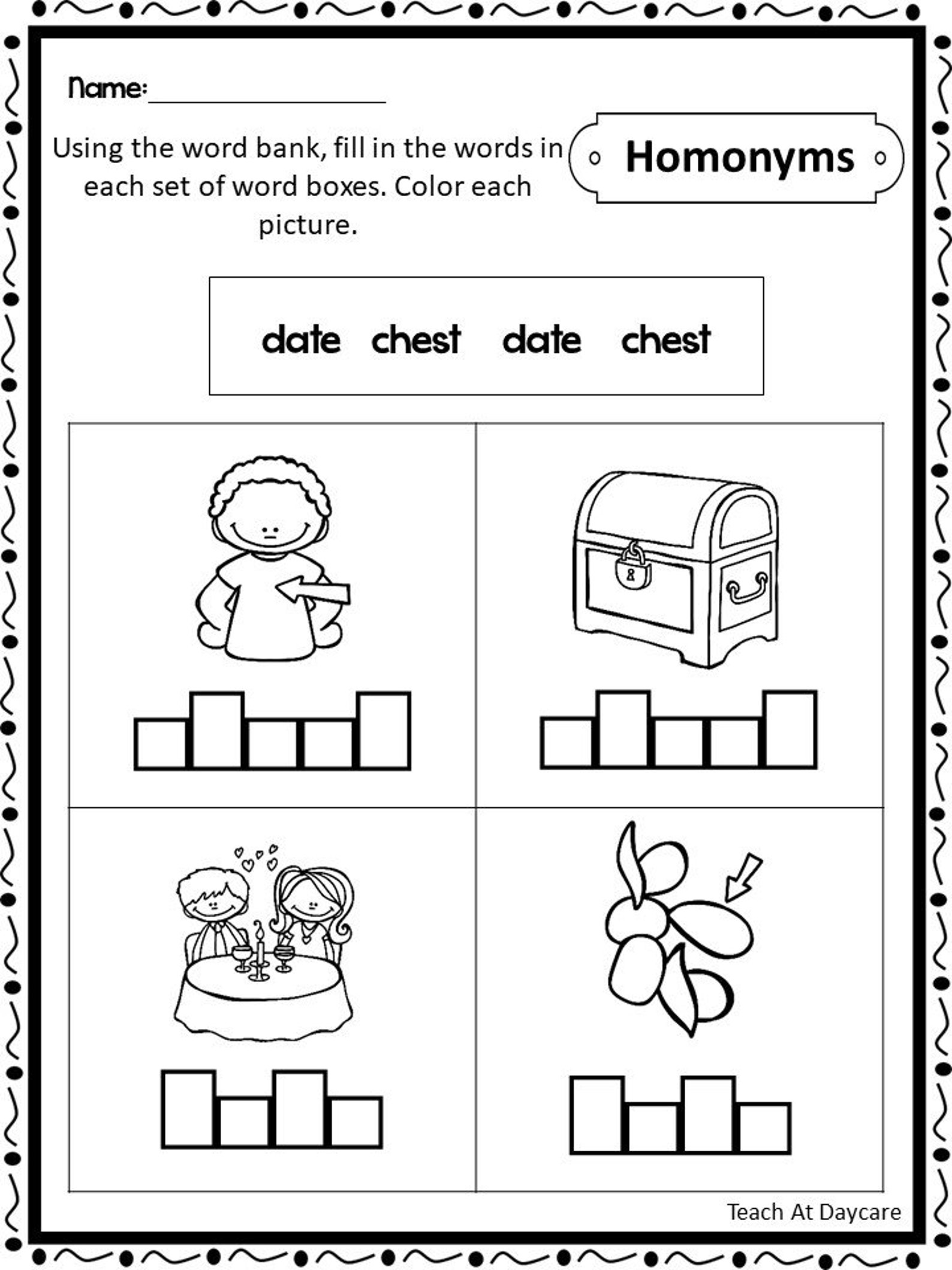 10 Printable Homonyms and Homophones Box Write Worksheets. 1st-2nd ...
