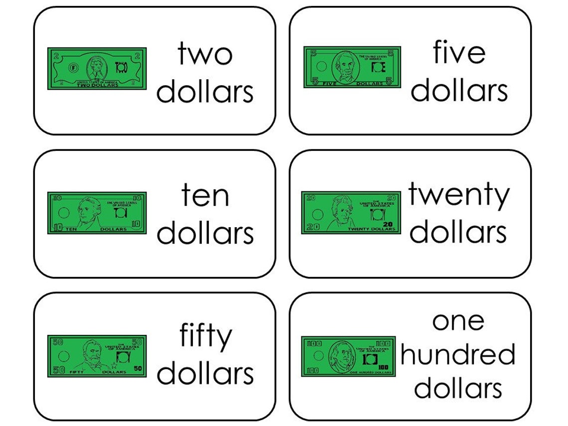Printable Money Flashcards. Preschool Thru Third Grade - Etsy