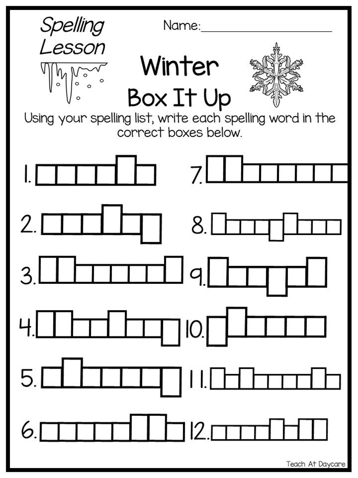 Second Grade Winter Themed Words Spelling Activity. - Etsy
