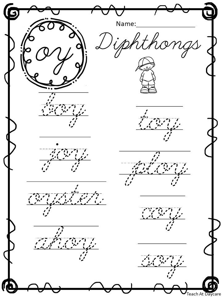 10 Printable Cursive Diphthongs Trace the Word Worksheets. - Etsy Israel