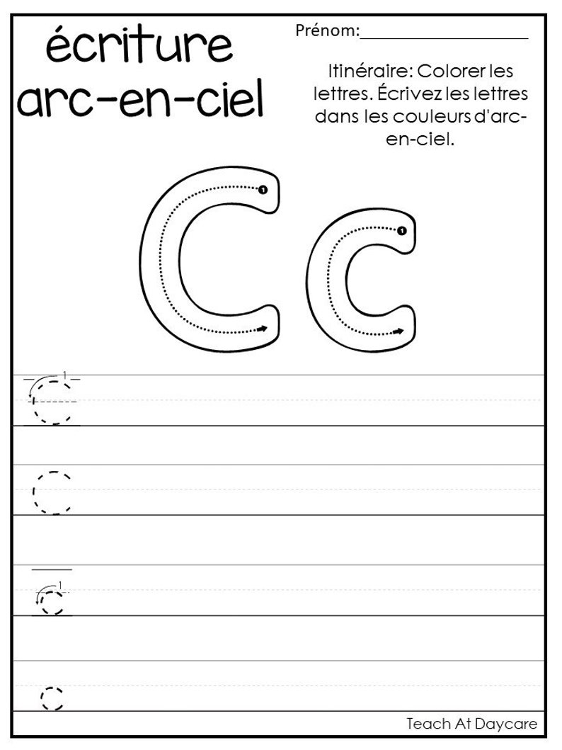 26 Printable Alphabet Rainbow Trace the Letters in French Worksheets ...