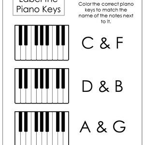 10 Color the Keys Worksheets. Beginning Music. Preschool-2nd Grade ...