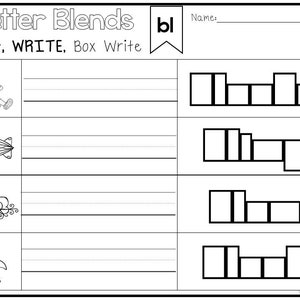 40 Printable Blends Color, Trace, and Box Write Worksheets ...