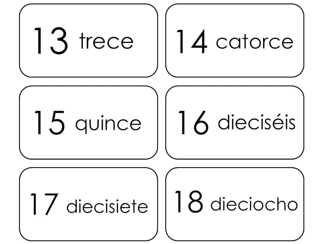 20 Printable Spanish Numbers 1-20 Flashcards. Preschool Thru - Etsy