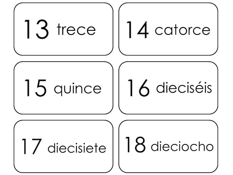 20 Printable Spanish Numbers 1-20 Flashcards. Preschool Thru - Etsy