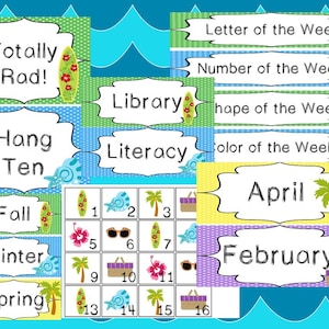 Beach Themed Printable Classroom Accessories and Decor Bulletin Board ...