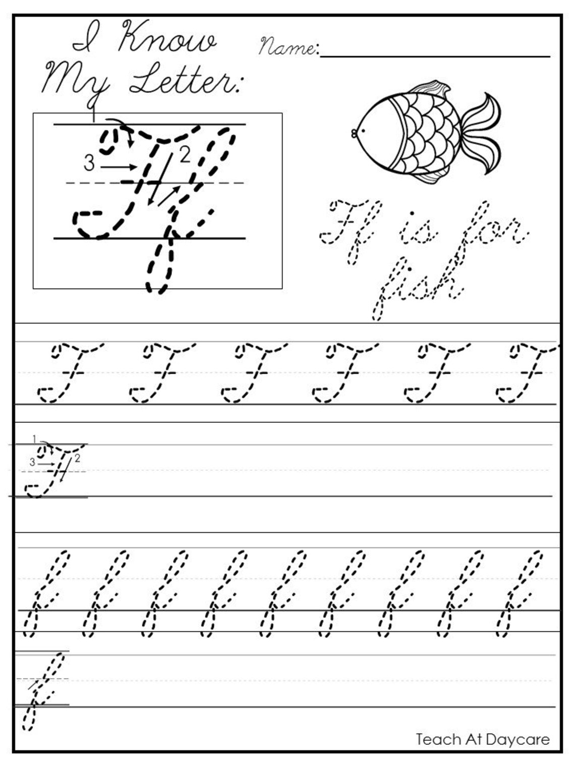 26 Printable Cursive Alphabet I Know My Letters Worksheets. | Etsy