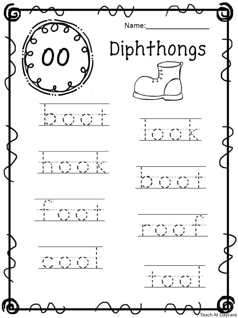 10 Printable Diphthongs Trace the Word Worksheets. - Etsy