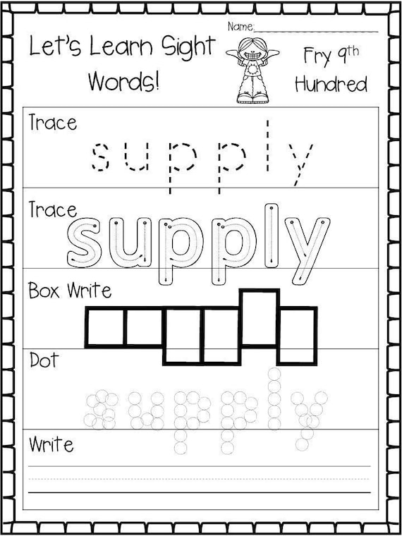 100 Printable Let's Learn Fry 9th Hundred Sight Words - Etsy