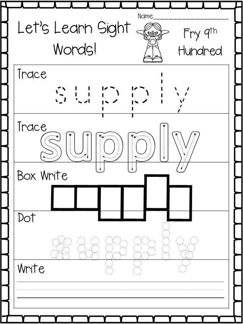 100 Printable Let's Learn Fry 9th Hundred Sight Words Worksheets. 4th ...