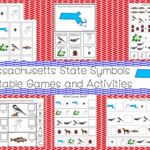 30 Massahcusetts State Symbols Themed Learning Games Download. ZIP File ...
