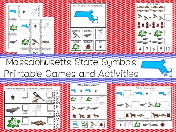 30 Massahcusetts State Symbols Themed Learning Games Download. | Etsy