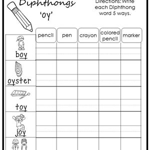 10 Printable 5 Ways to Write Words With Diphthongs Worksheets ...