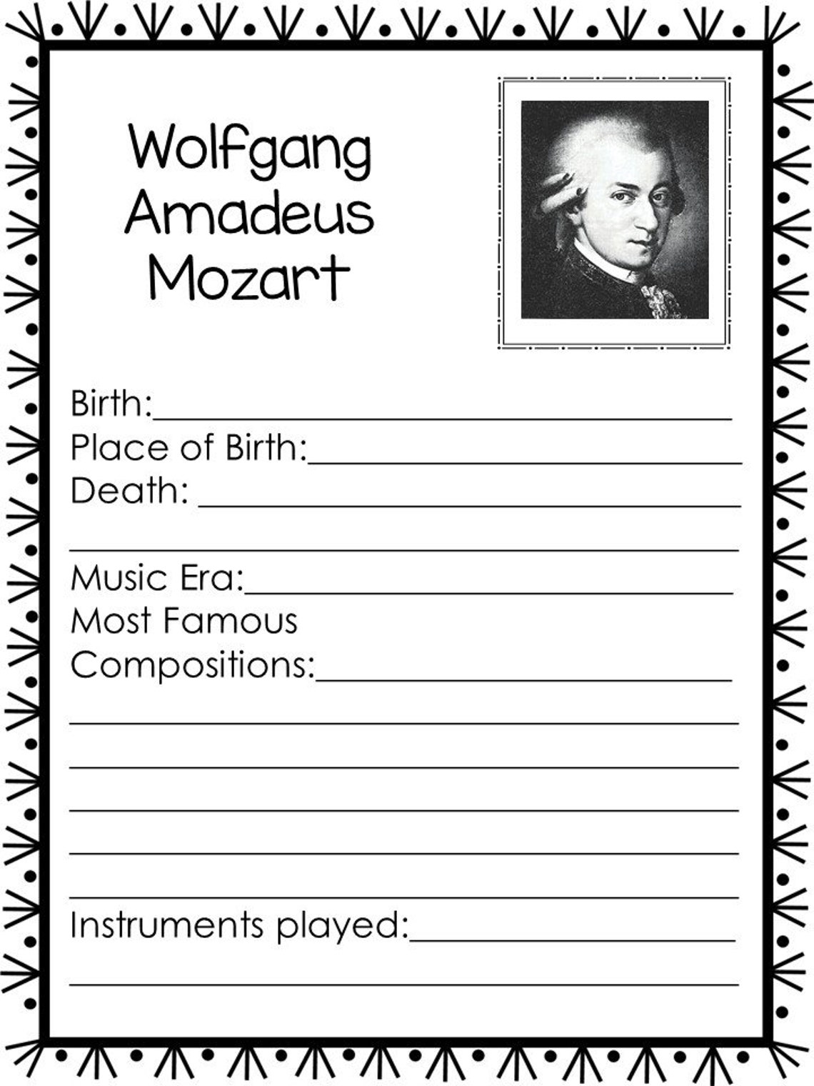 Wolfgang Amadeus Mozart Great Composer Unit. Music | Etsy