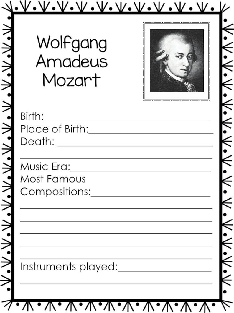 Wolfgang Amadeus Mozart Great Composer Unit. Music Appreciation. - Etsy