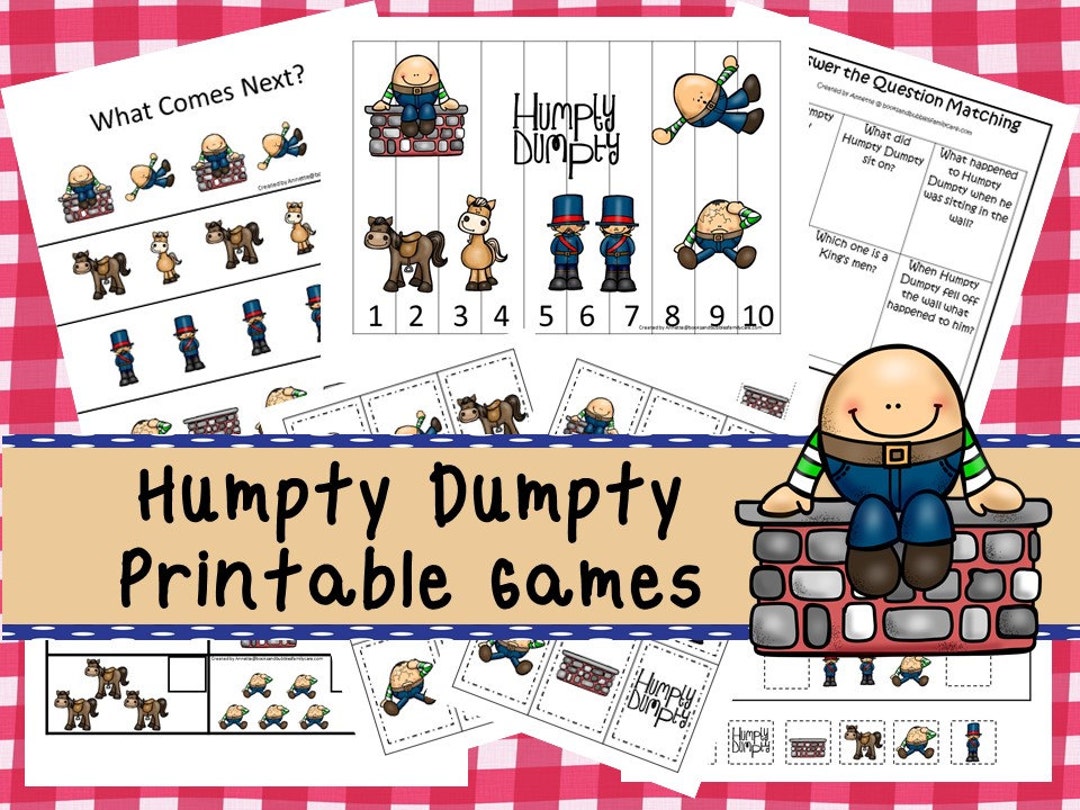 30 Humpty Dumpty Games Download. Games and Activities in PDF Files. - Etsy