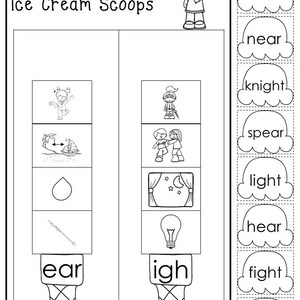 10 Printable 3 Letter Blends and Trigraphs Ice Cream Worksheets ...