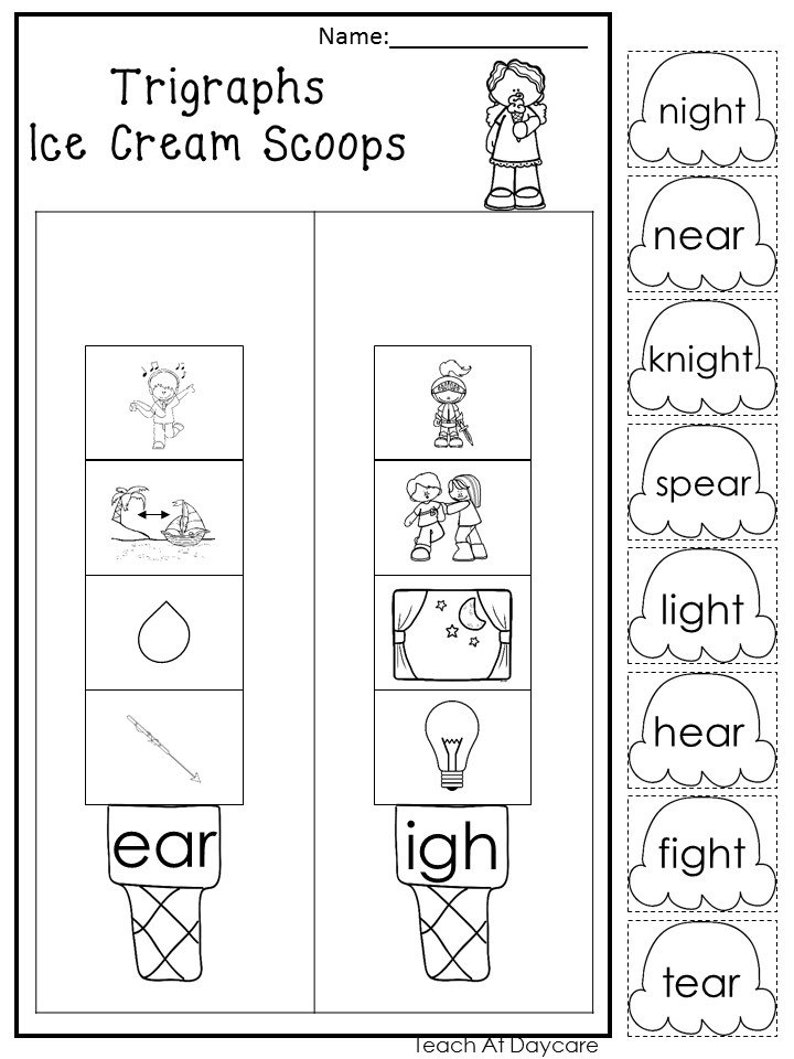 10 Printable 3 Letter Blends and Trigraphs Ice Cream - Etsy