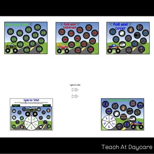 10 Printable Monster Truck Themed Kindergarten Math Center Games and ...