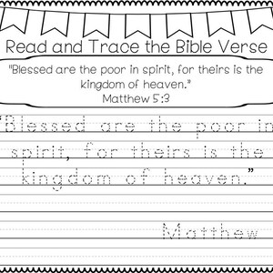 Beatitudes for Kids Handwriting and Color Worksheets. Preschool-5th ...