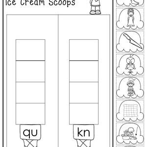 10 Printable Digraphs Ice Cream Worksheets. Kindergarten-2nd Grade ELA ...