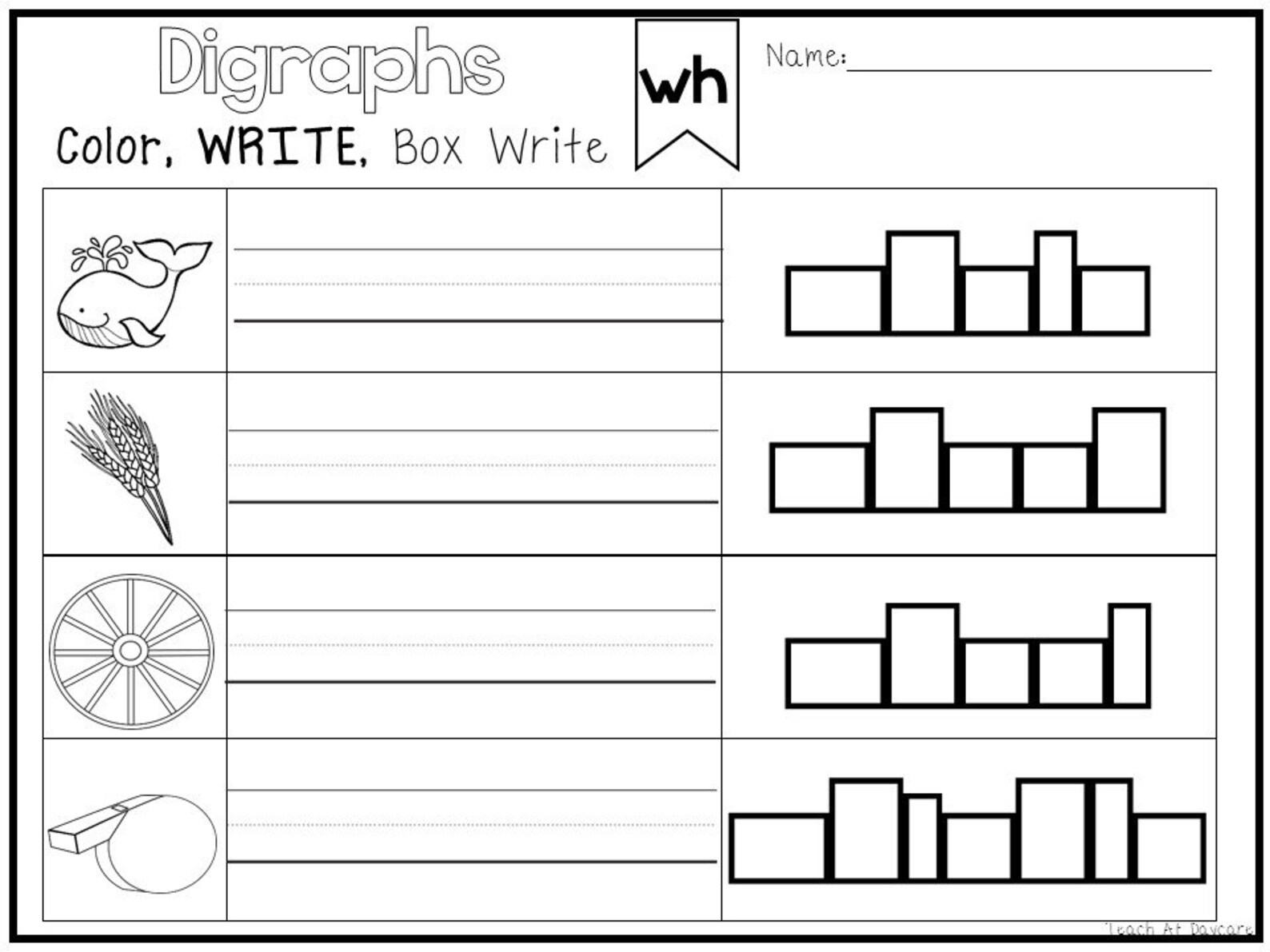 20 Printable Digraphs Color Trace Write and Box Write - Etsy